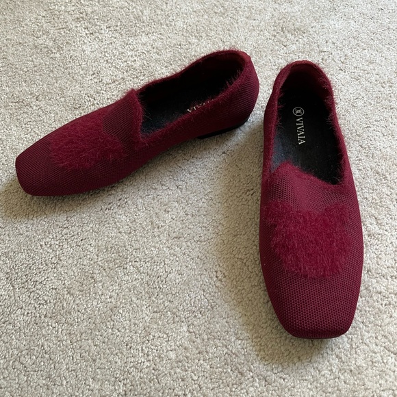 Vivaia | Shoes | Vivaia Samantha Red Bordeaux Bear Square Toe Faux Mink ...
